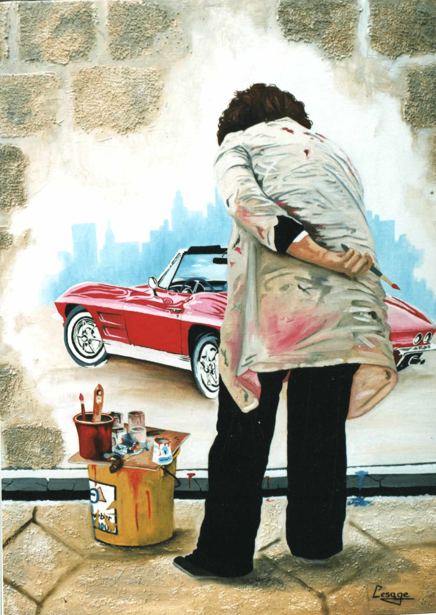 Voiture rouge - Andre Lesage